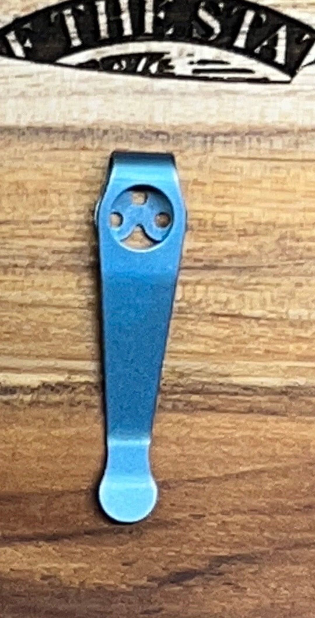 Titanium Deep Carry Pocket Clip Anodized Light Blue Spyderco Three Hole ...