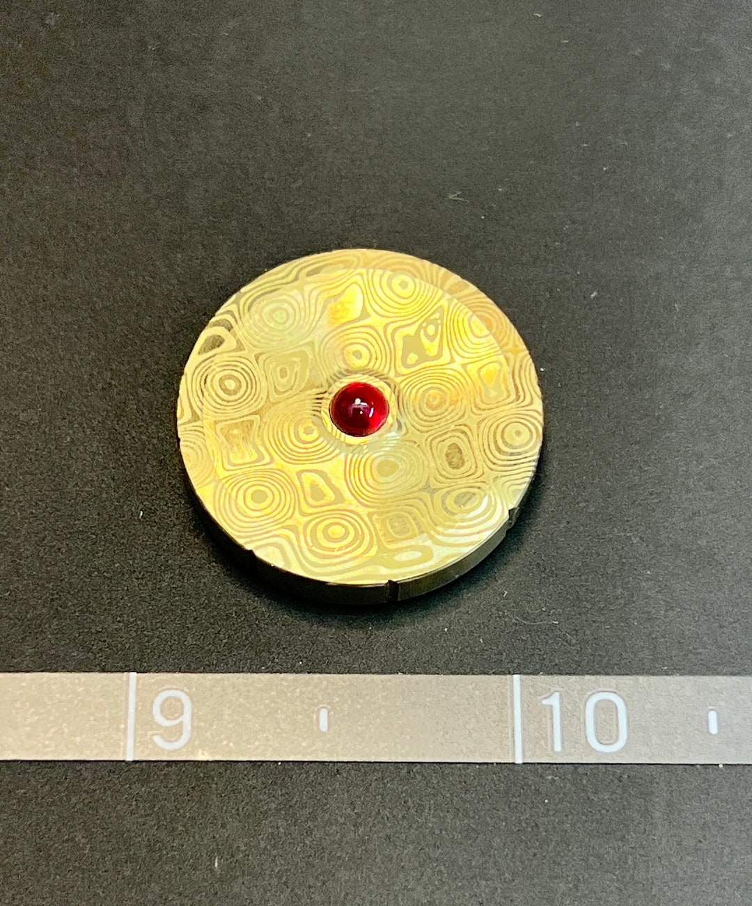 Brass Engraved Spinning Worry Coin With Ruby Bearing. - Etsy