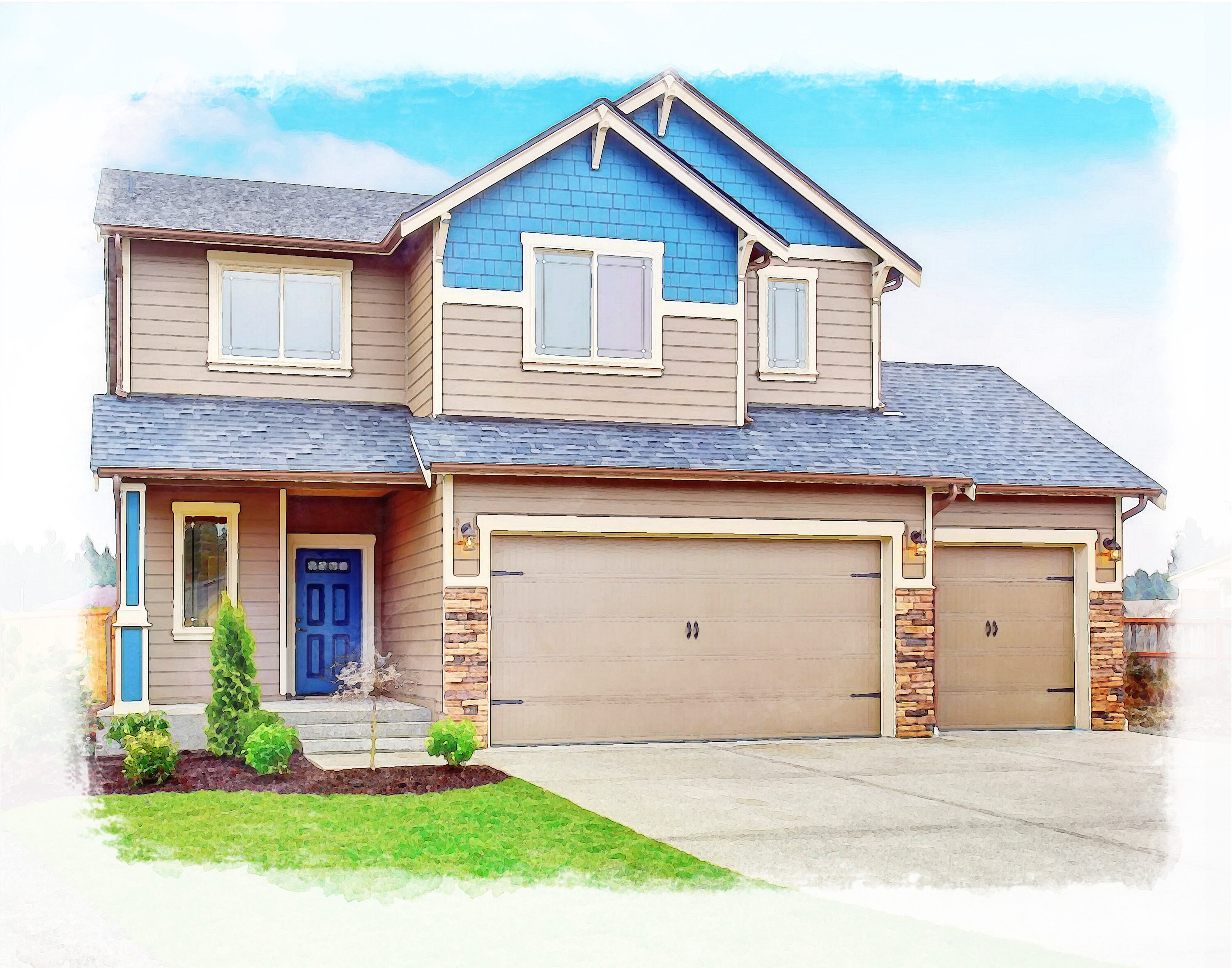 Custom Home Portrait, House Painting Portrait, Housewarming Gift, Our ...