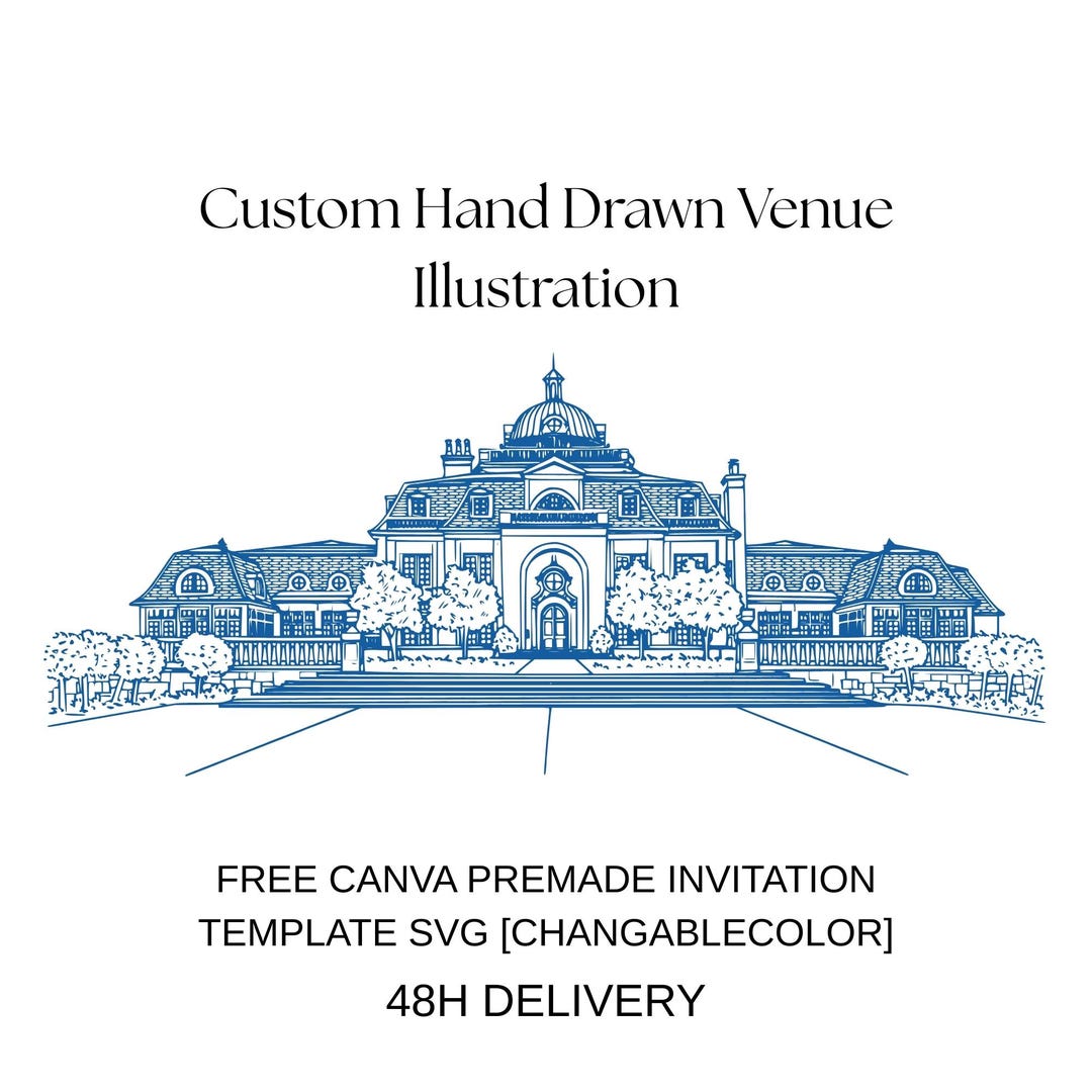 Custom Wedding Venue Illustration, Personalized Venue Sketch, Hand ...