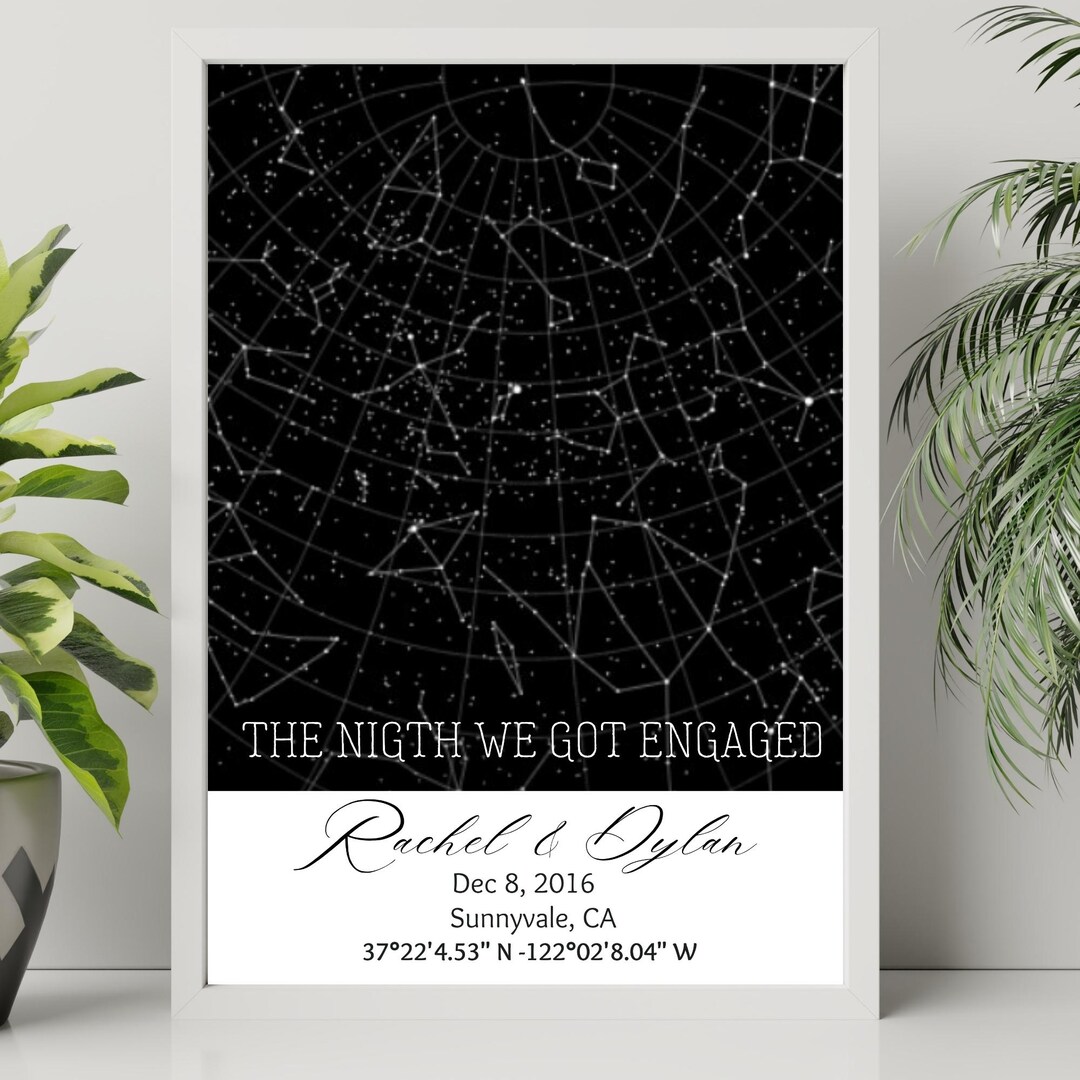Custom Star Map, Night Sky Print, Sky Map, Wedding Gift, Constellation ...