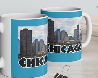 Chicago Flag Doodle Ceramic Mug Chicago Coffee Mug - Etsy