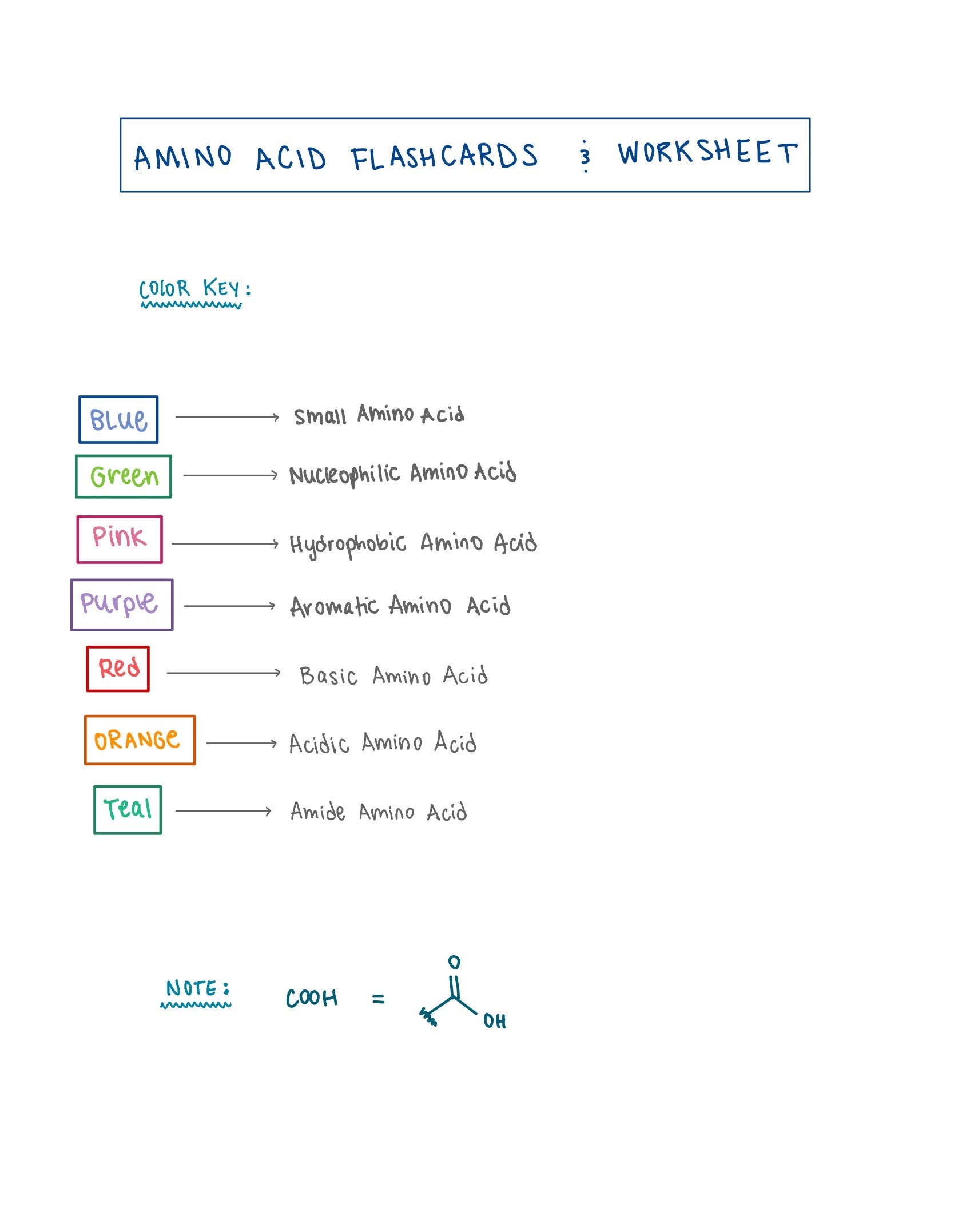 Amino Acid Flashcards and Study Sheet - Etsy