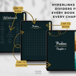 Digital Dark Mode Bible Study Notebook Fully Hyperlinked Dividers to ...