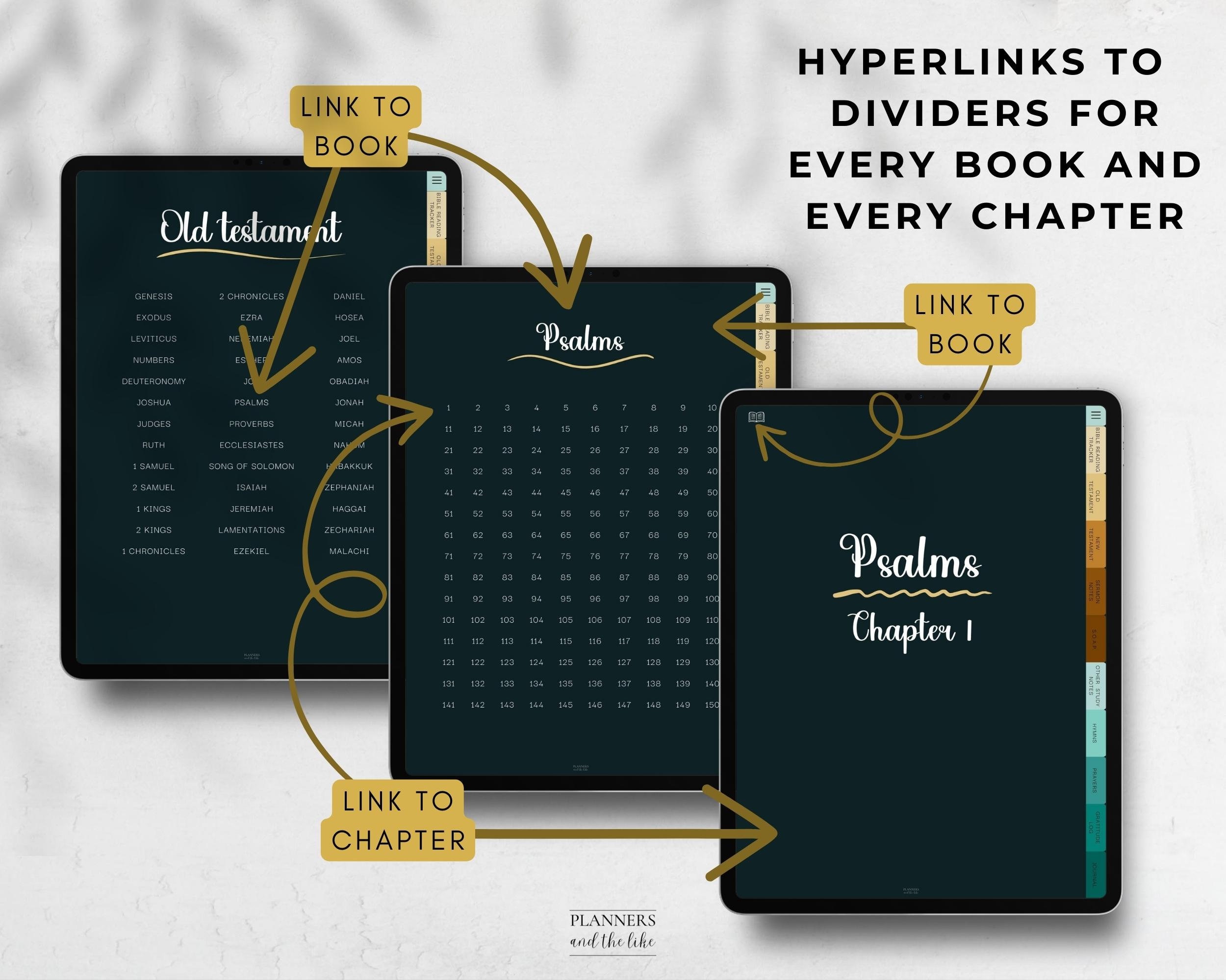 Digital Dark Mode Bible Study Notebook Fully Hyperlinked Dividers to ...