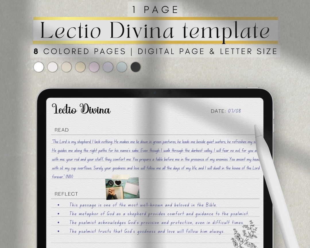 Digital Lectio Divina Template in 8 Colors and Letter Size (printable ...