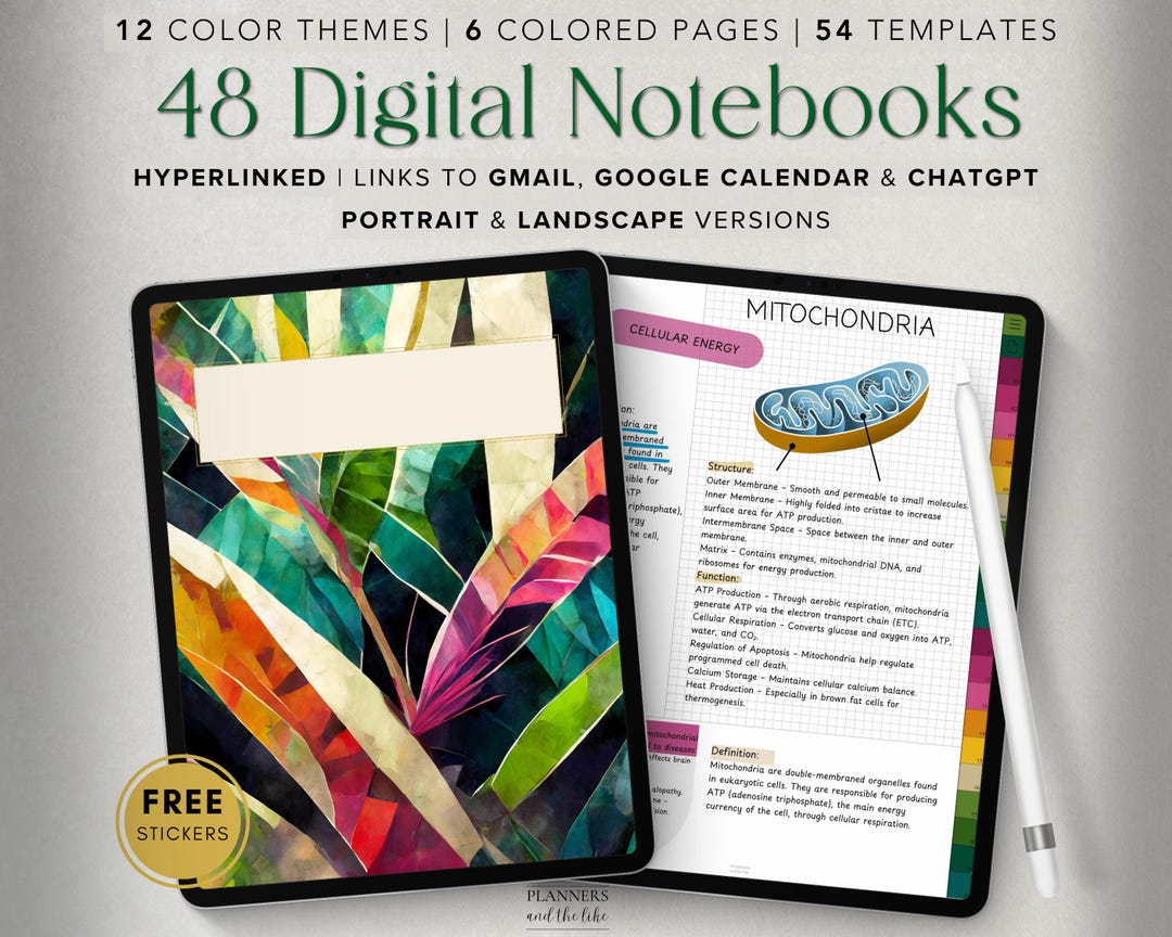 Colorful Digital Notebooks in Portrait and Landscape – 48 Notebooks ...