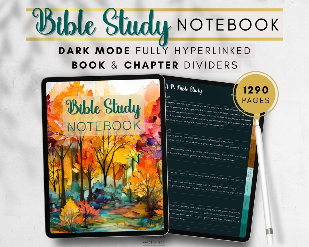 Digital Dark Mode Bible Study Notebook Fully Hyperlinked Dividers to ...