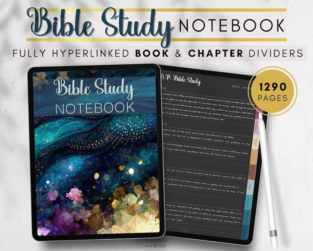 Dark Mode Digital Bible Study Notebook With Hyperlinked Dividers to ...