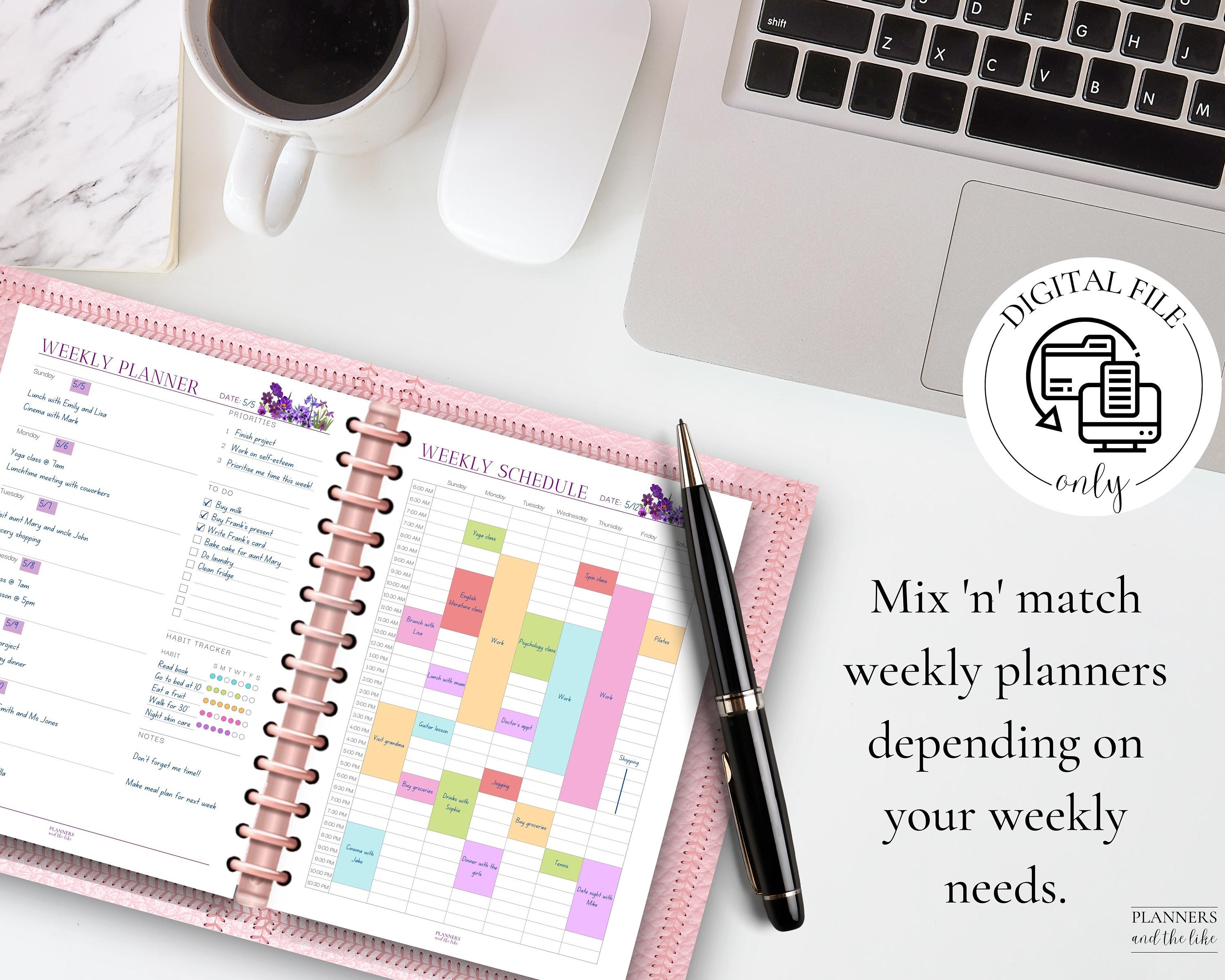 Weekly Planner Inserts Printable Bundle Floral Weekly - Etsy Australia