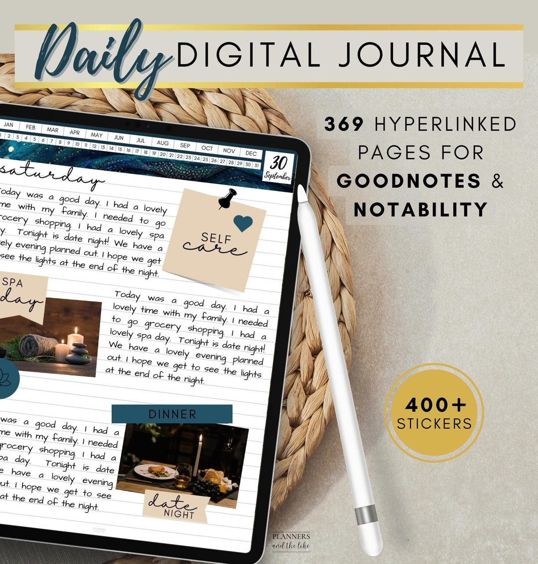 Ipad, Tablet Personalised Digital Daily Journal, Daily Digital Planners ...