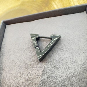 Mens Earrings - Black Triangle Earring, Men, Minimalist Male Earring, Sterling Silver, Mens Stud ...