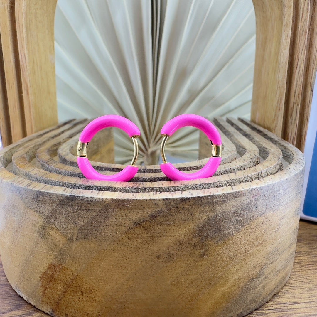 Pink Huggie Hoop Earring, Helix Hoop, Pink Hoop Earrings, Dainty Hoop ...