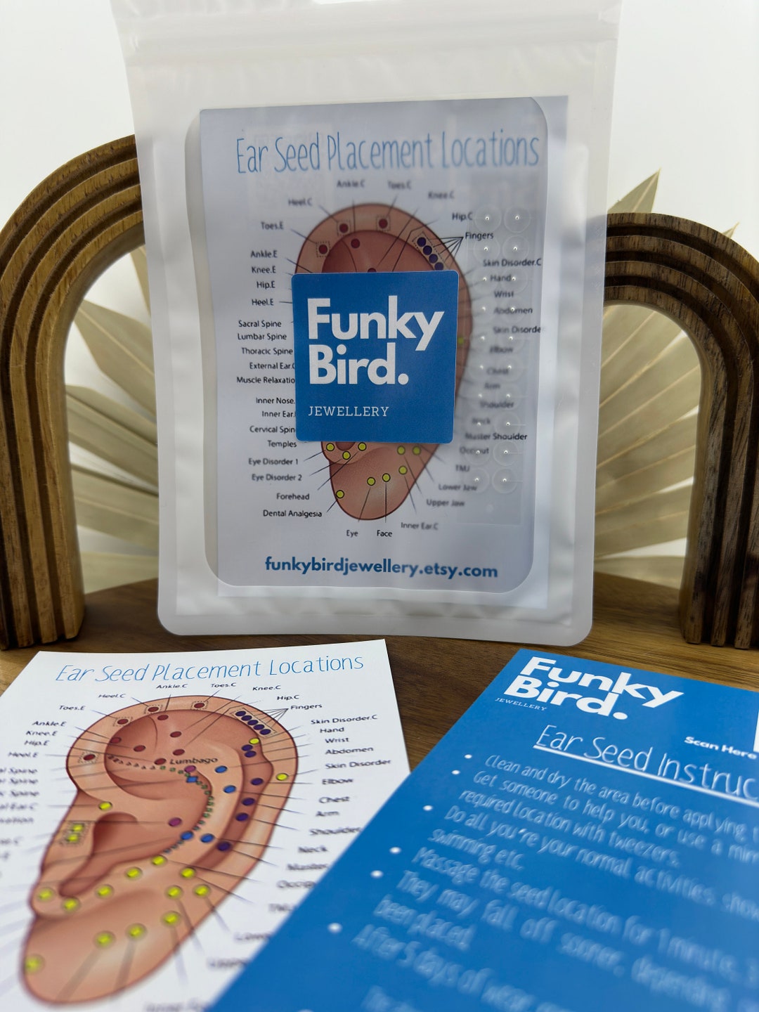 Ear Seeds With Chart, Acupressure Ear Seed Pack, Tiny Silver Ear Seeds ...