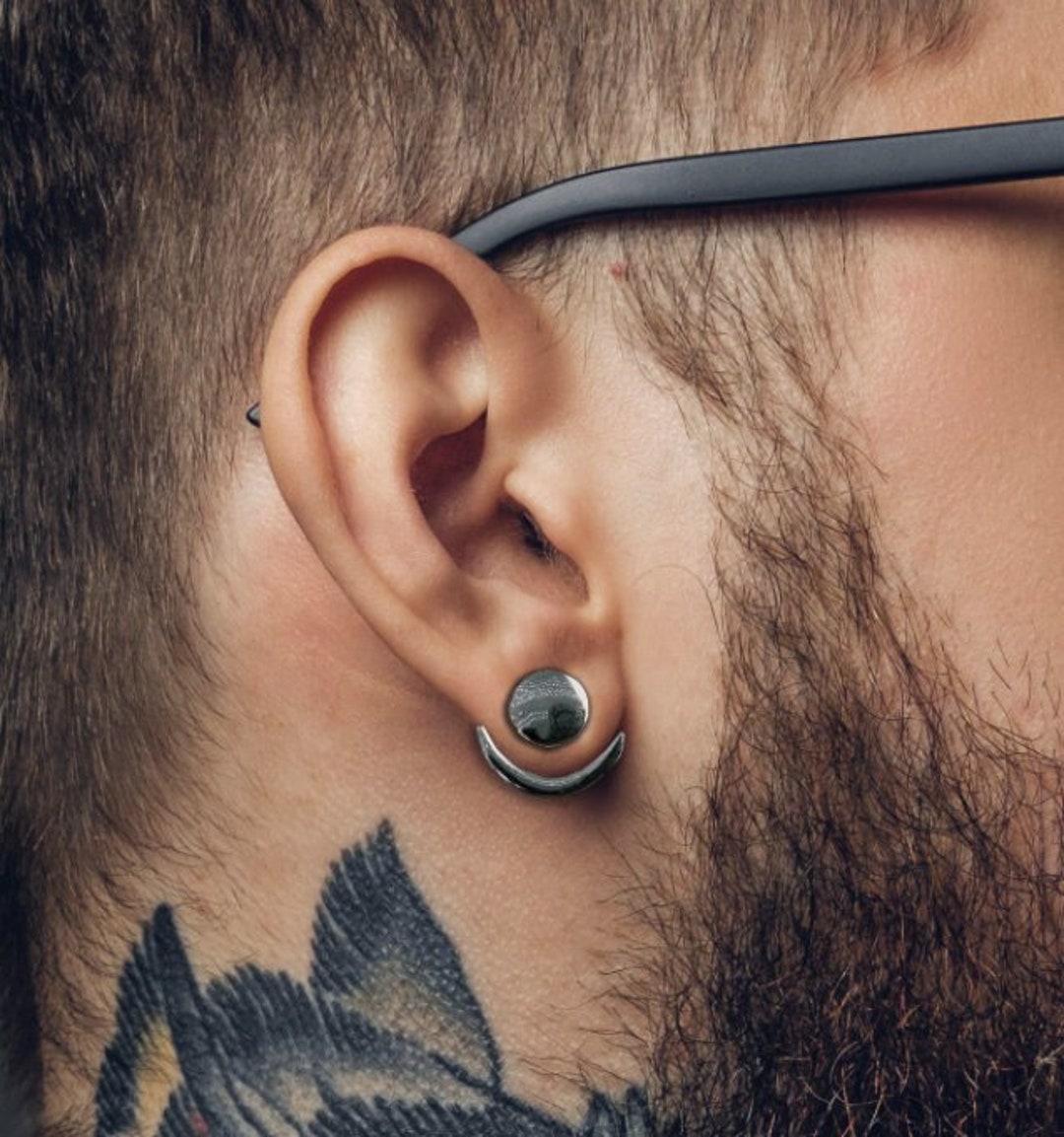 Mens Earrings - Silver Wrap Around Earrings, Men, Minimalist Male ...