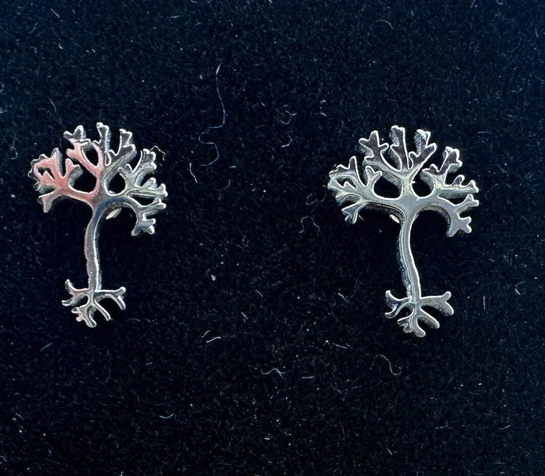 Womens Stud Earrings, Tiny Neuron Cell Stud Earrings, Neuron Cell ...