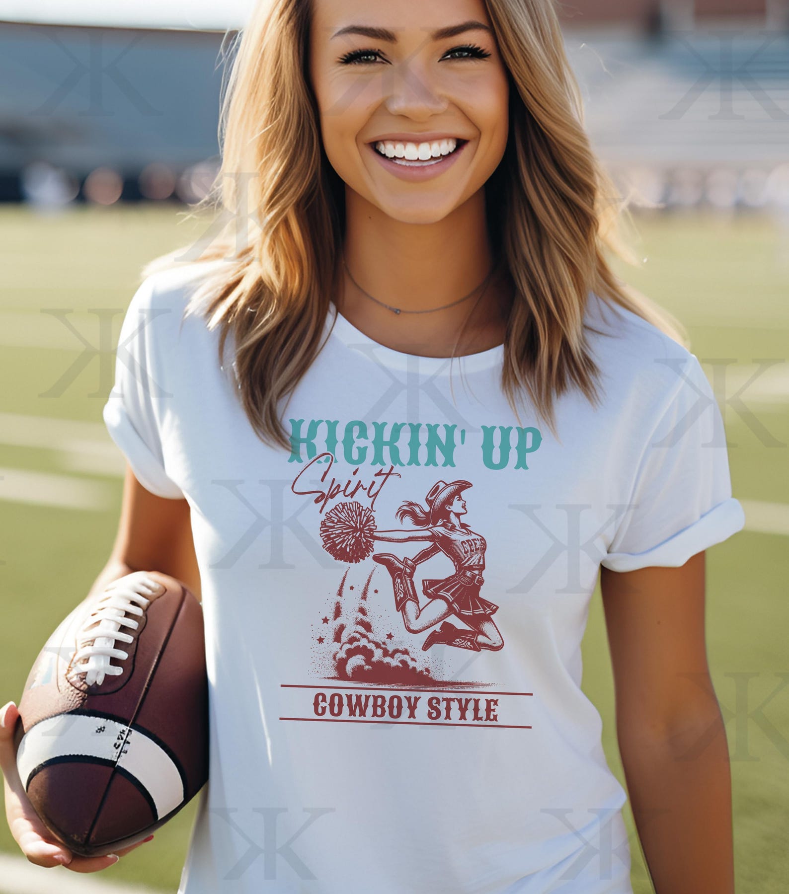 Western Cheer Crew Tee Shirt for Her, Kickin' up Spirit Cowboy Style T ...