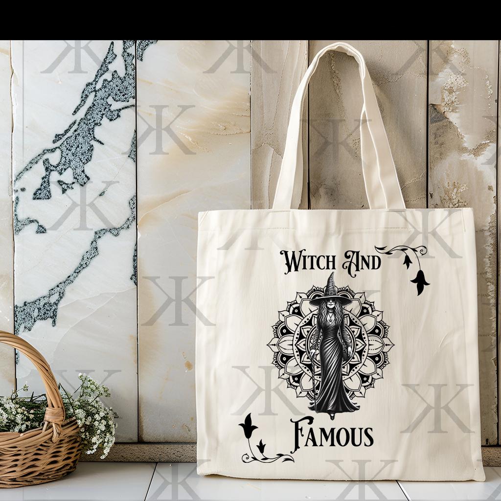Witch and Famous Cotton Canvas Tote Bag Gift for Her, Halloween Witch ...