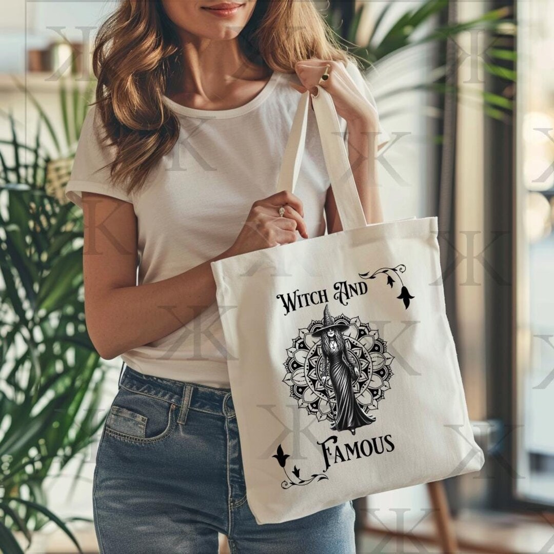 Witch and Famous Cotton Canvas Tote Bag Gift for Her, Halloween Witch ...