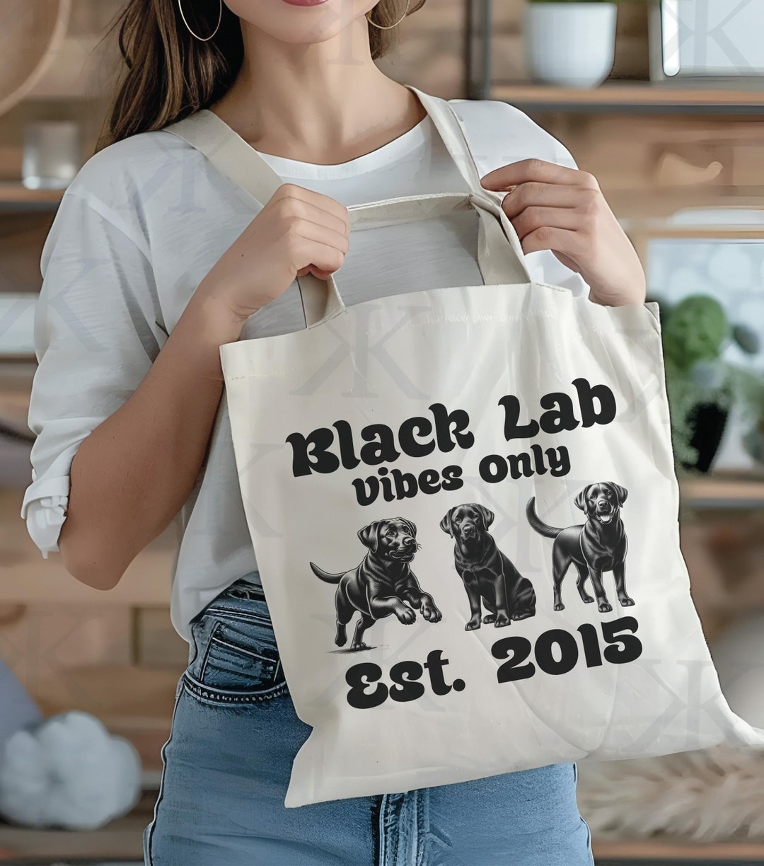 Personalized Black Lab Vibes Only Tote, Tote Bag for Dog Lover Gift ...