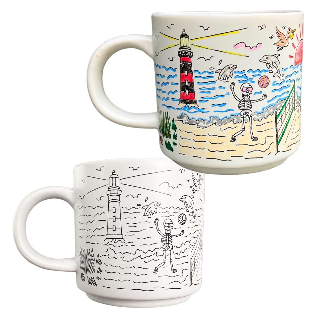 Coffin Island Color Your Mug- Folly Beach Design, Halloween - Etsy