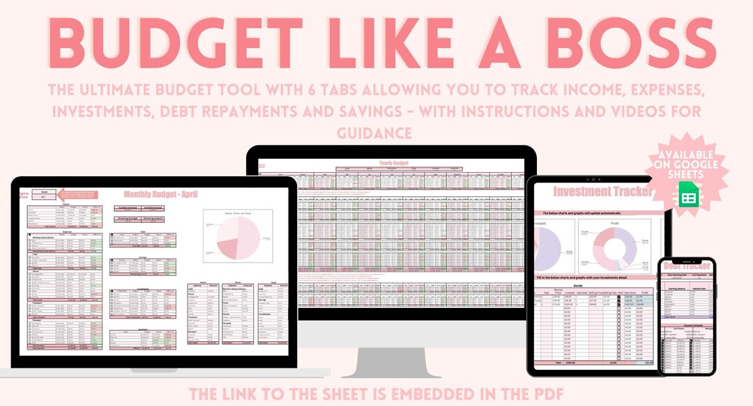 Budget Like A Boss Budget Tool | Yearly Budget | Monthly Budget ...
