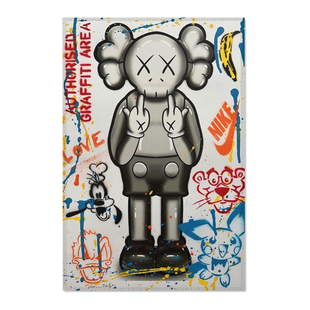 Add a Splash of Kaws: Unique Kaws Art Area Rug Ideal Bedroom - Etsy