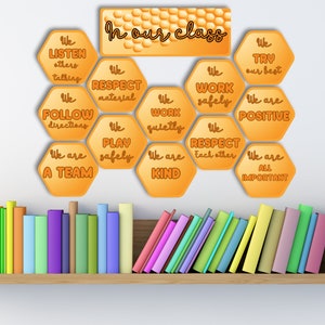 Editable Bee Themed Classroom Chart Poster, Classroom Rules Printable ...