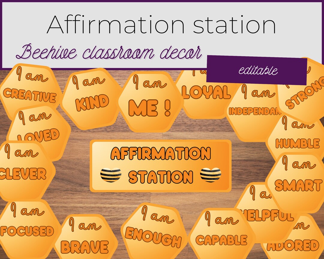 Bee Decor Affirmation Station for Classroom, I Am Positive Words for ...