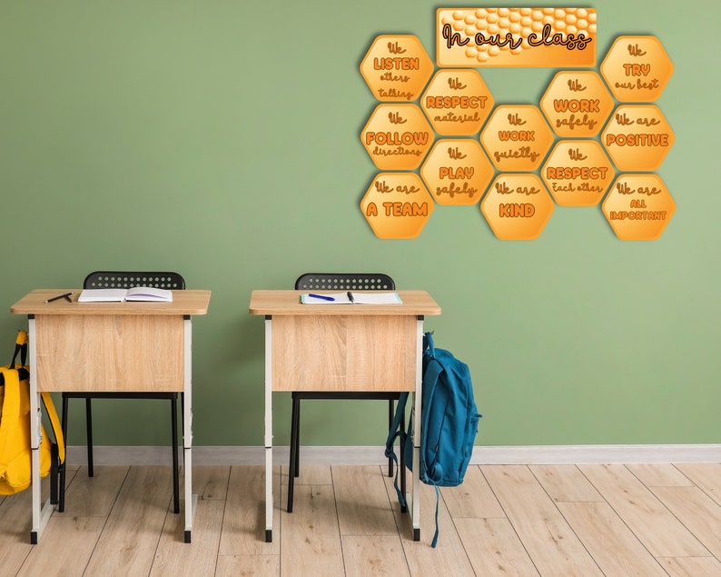 Editable Bee Themed Classroom Chart Poster, Classroom Rules Printable ...
