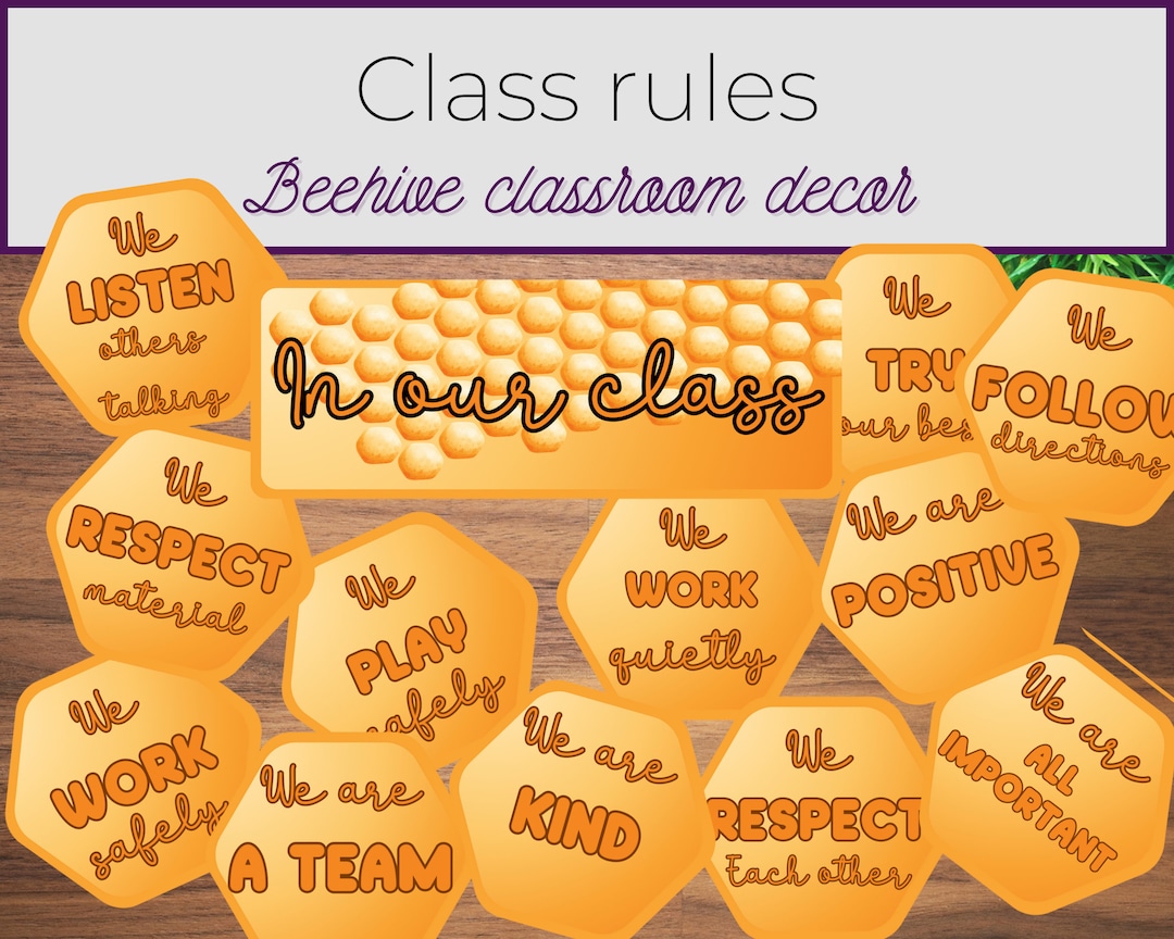 Editable Bee Themed Classroom Chart Poster, Classroom Rules Printable ...
