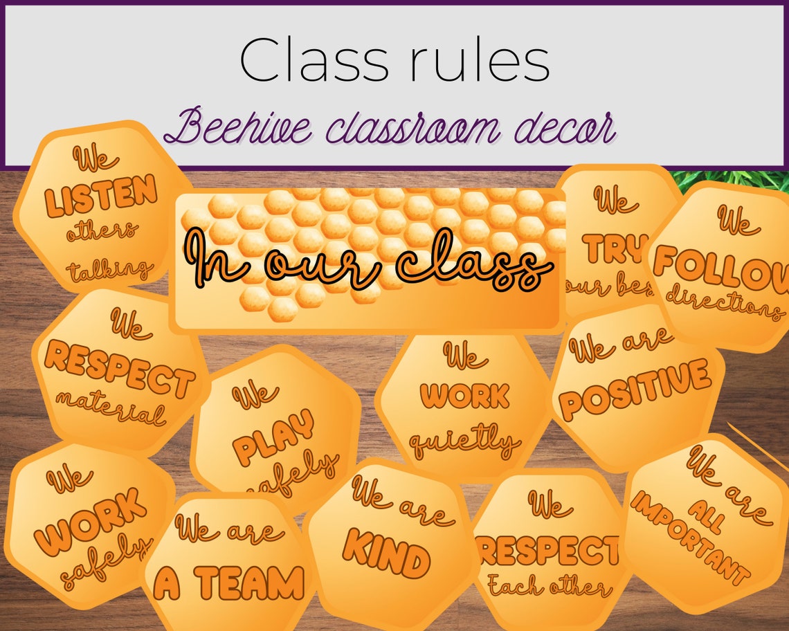 Editable Bee Themed Classroom Chart Poster, Classroom Rules Printable ...