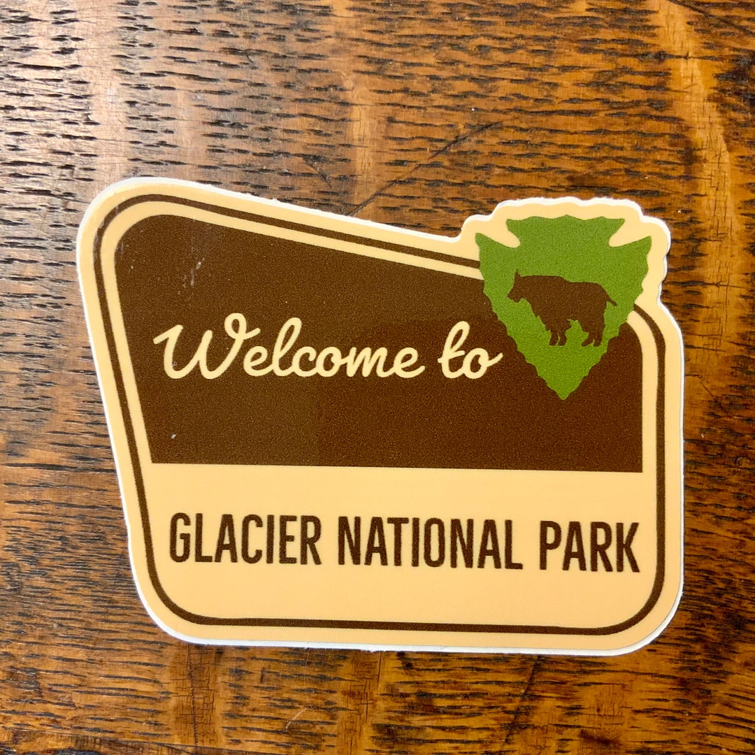 Glacier National Park Sign Sticker - Vintage Style Vinyl Decal - Rustic ...