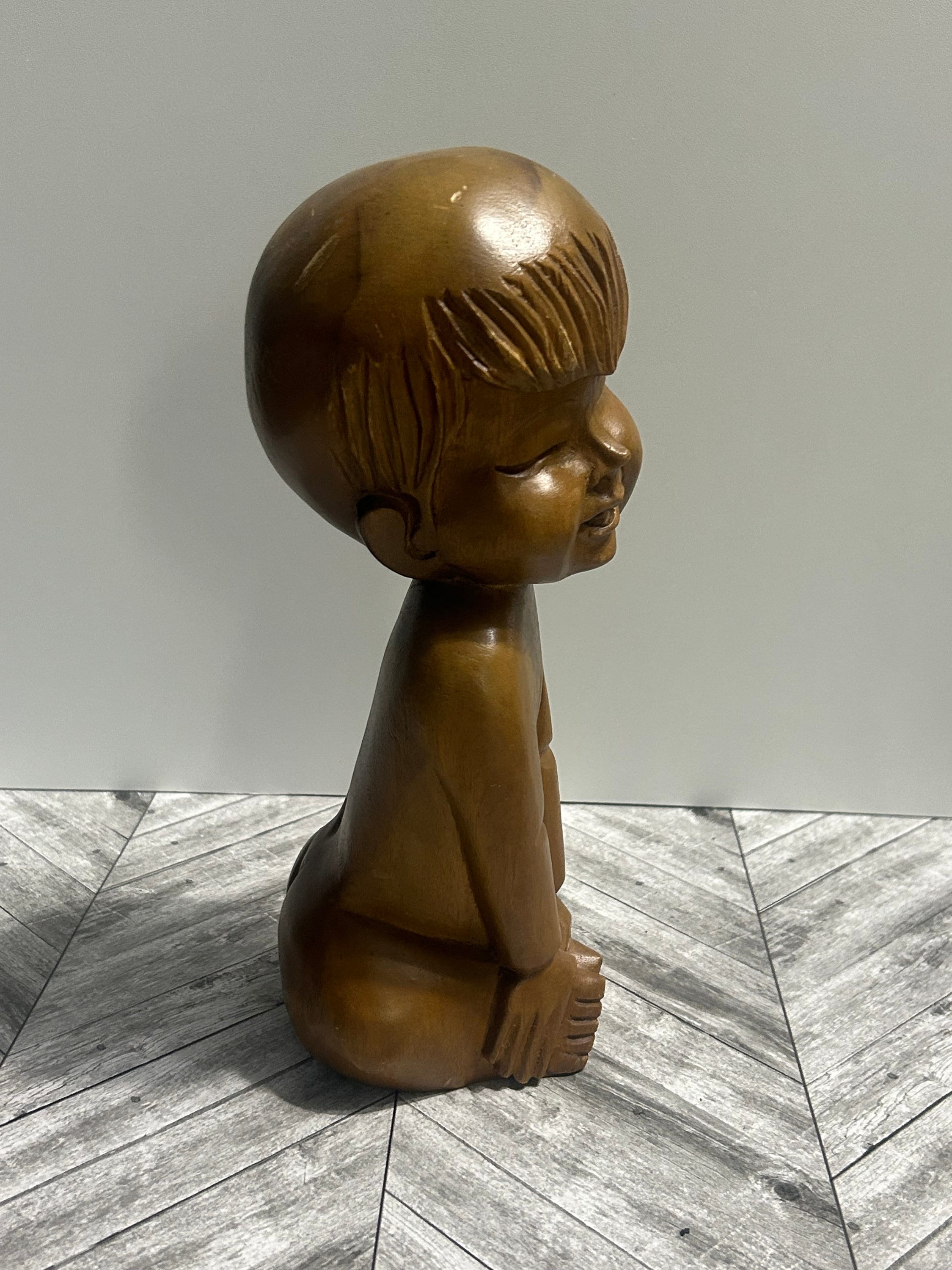 Wooden Little Boy Statue - Etsy
