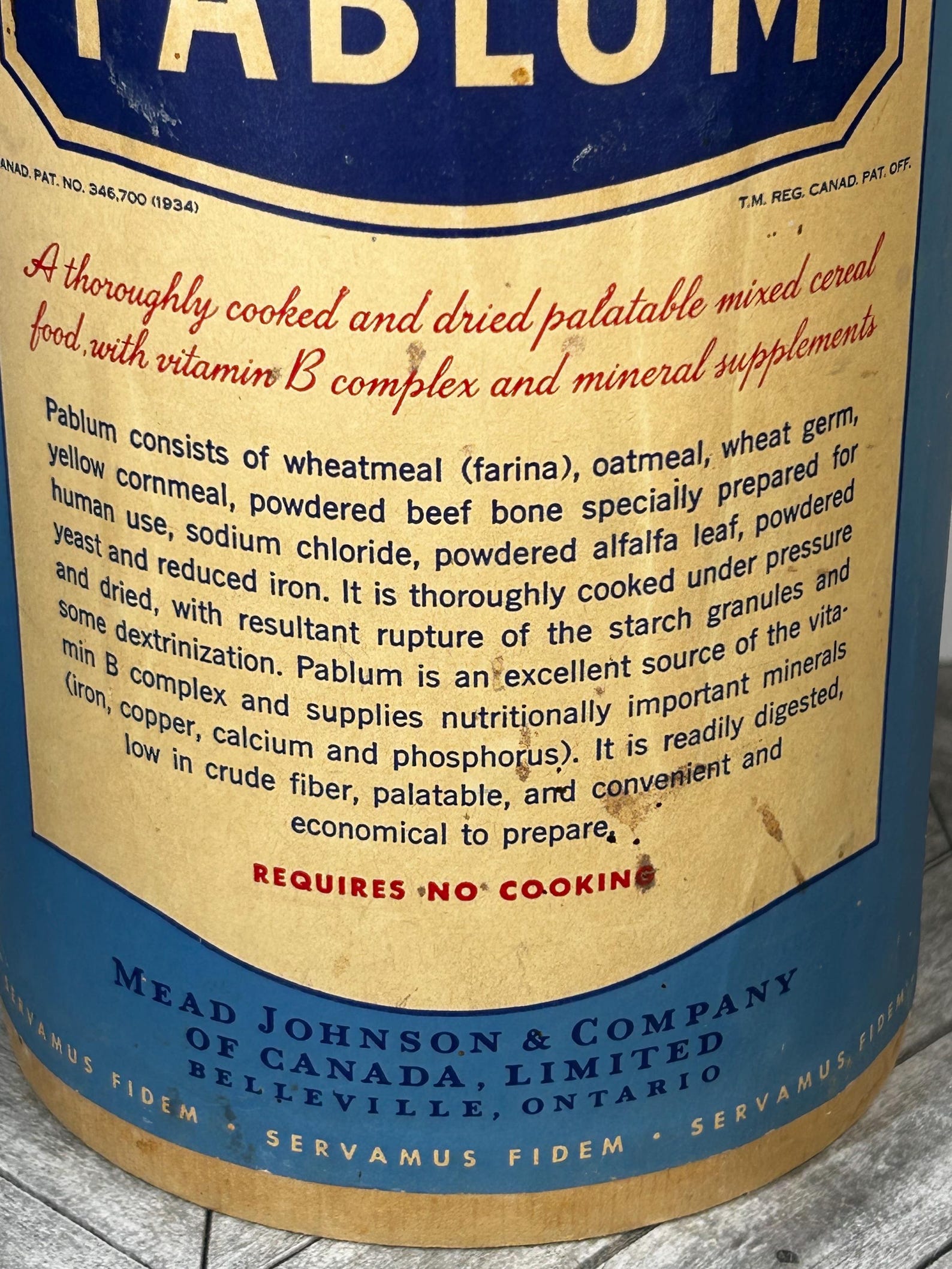 Vintage Canadian Pablum Container - Etsy