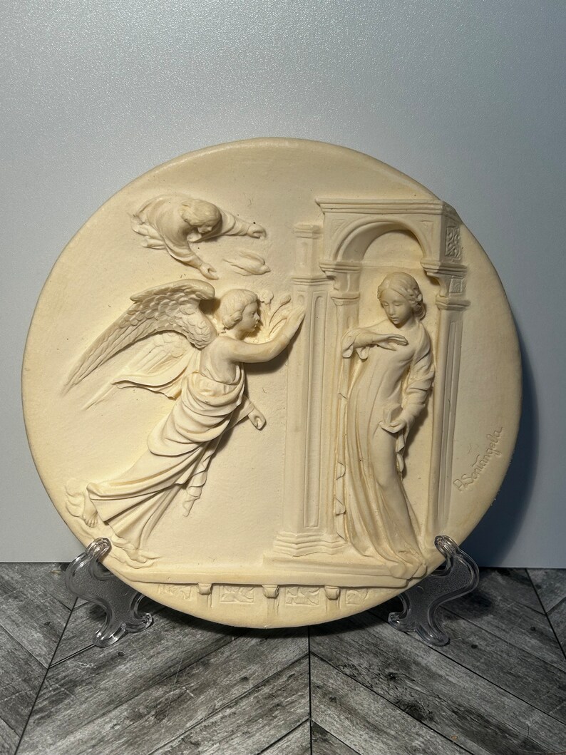 The Annunciation Ivory Alabaster Plate - Etsy