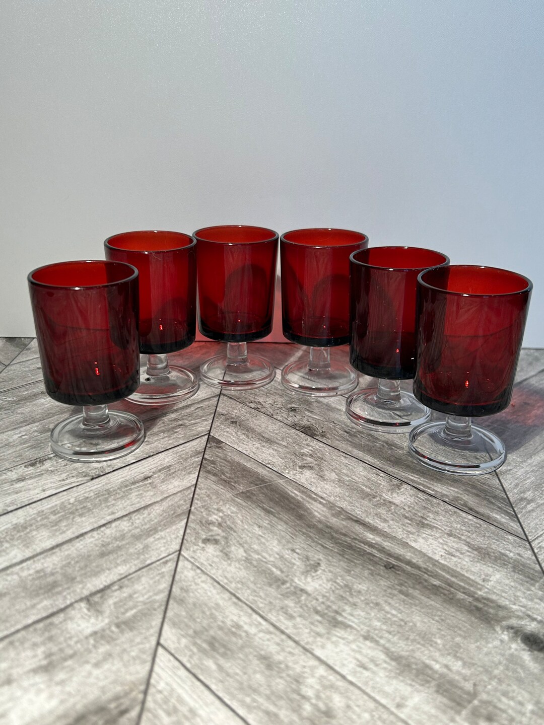 Ruby Red Luminarc Aperitif Glasses Set of 6 - Etsy