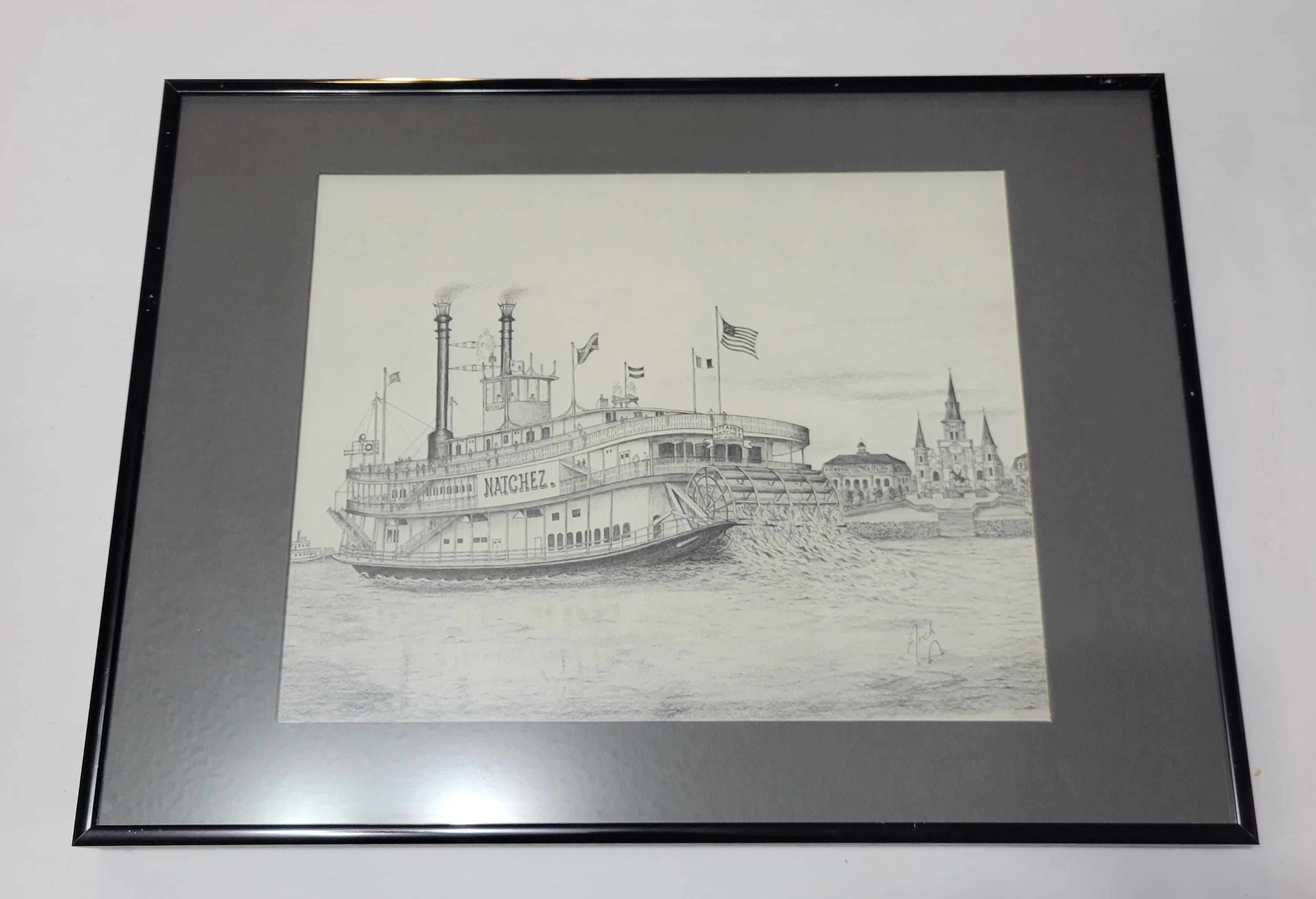 Archie Boyd Pencil Drawing Steam Boat Natchez Print - Etsy
