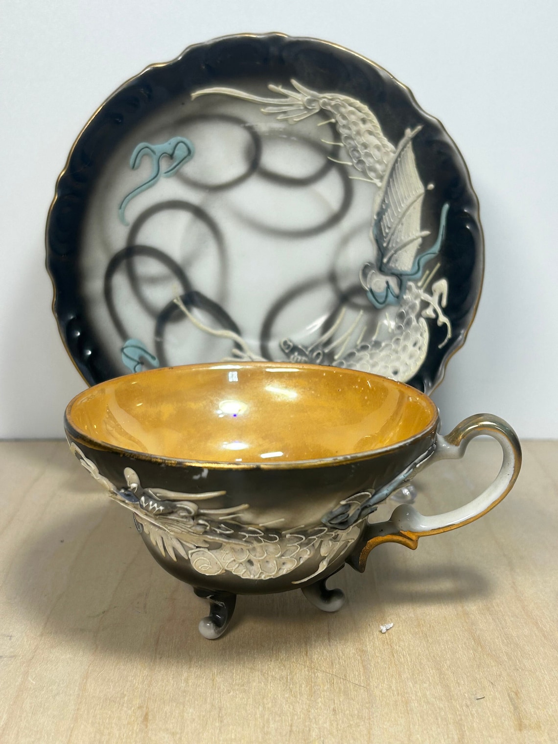 Japanese Moriage Dragon Ware Cup and Saucer - Etsy