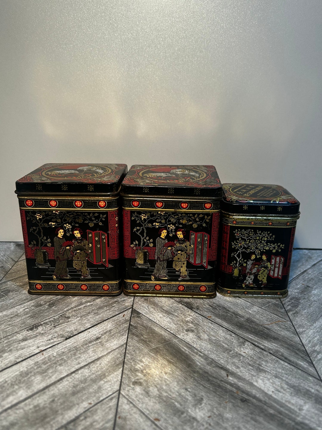 Asian Teas Tins Set of Three - Etsy