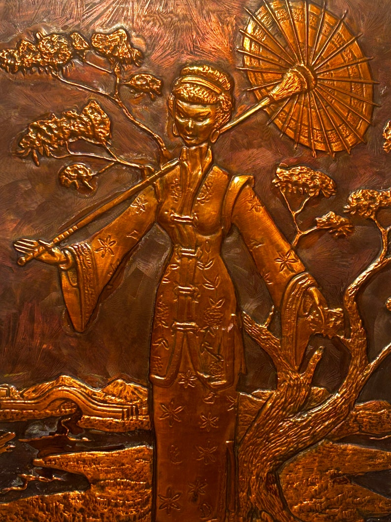 Hammered Copper Asian Lady Picture - Etsy