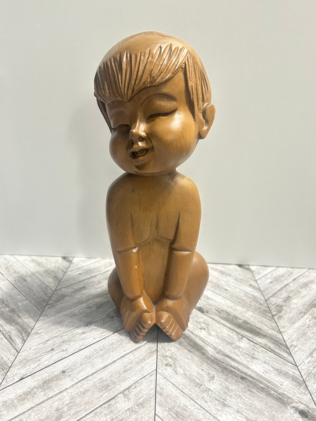 Wooden Little Boy Statue - Etsy