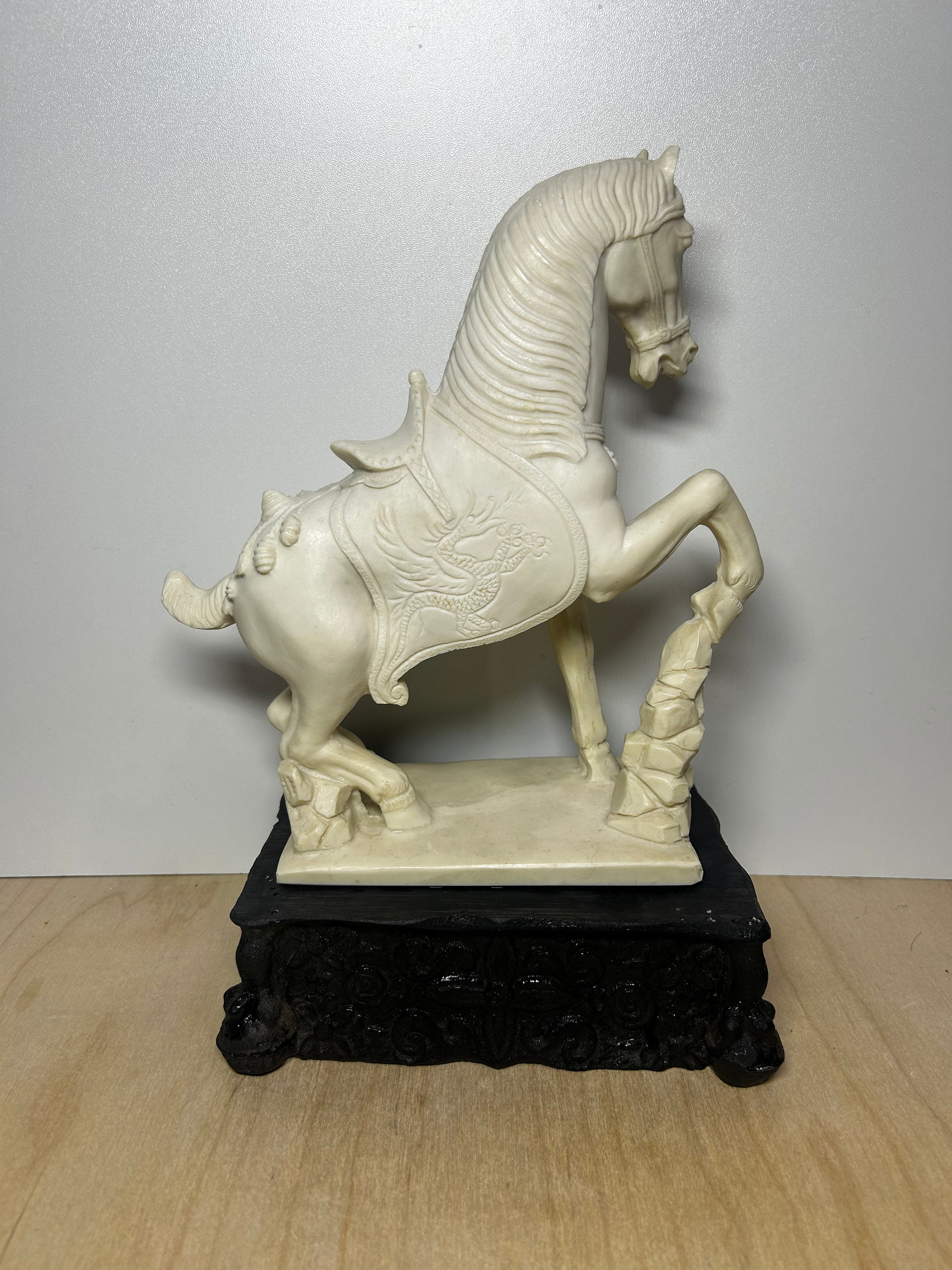 Rearing Horse Alabaster Resin Statue - Etsy