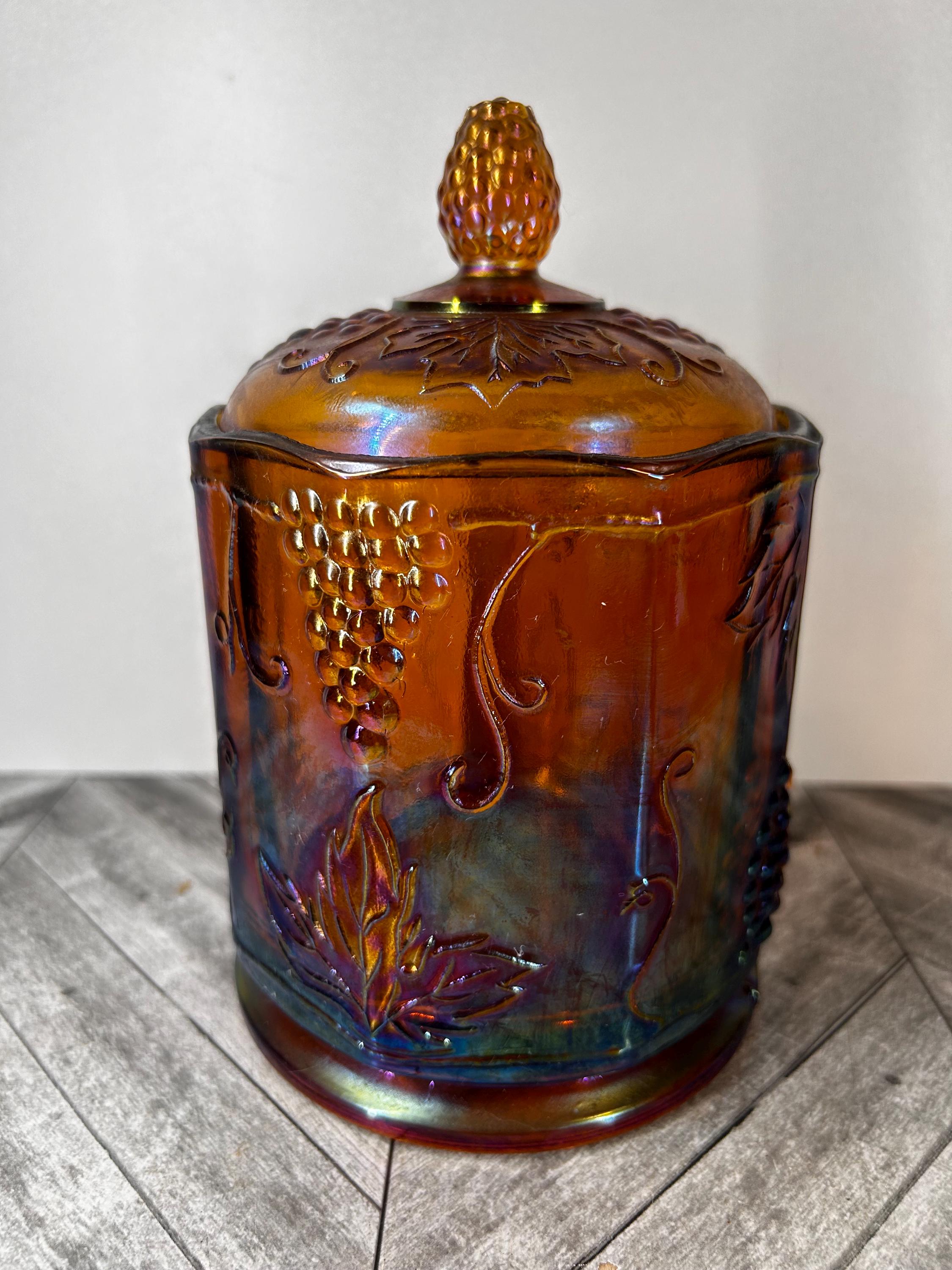 Indiana Carnival Glass Marigold Harvest Candy Jar - Etsy