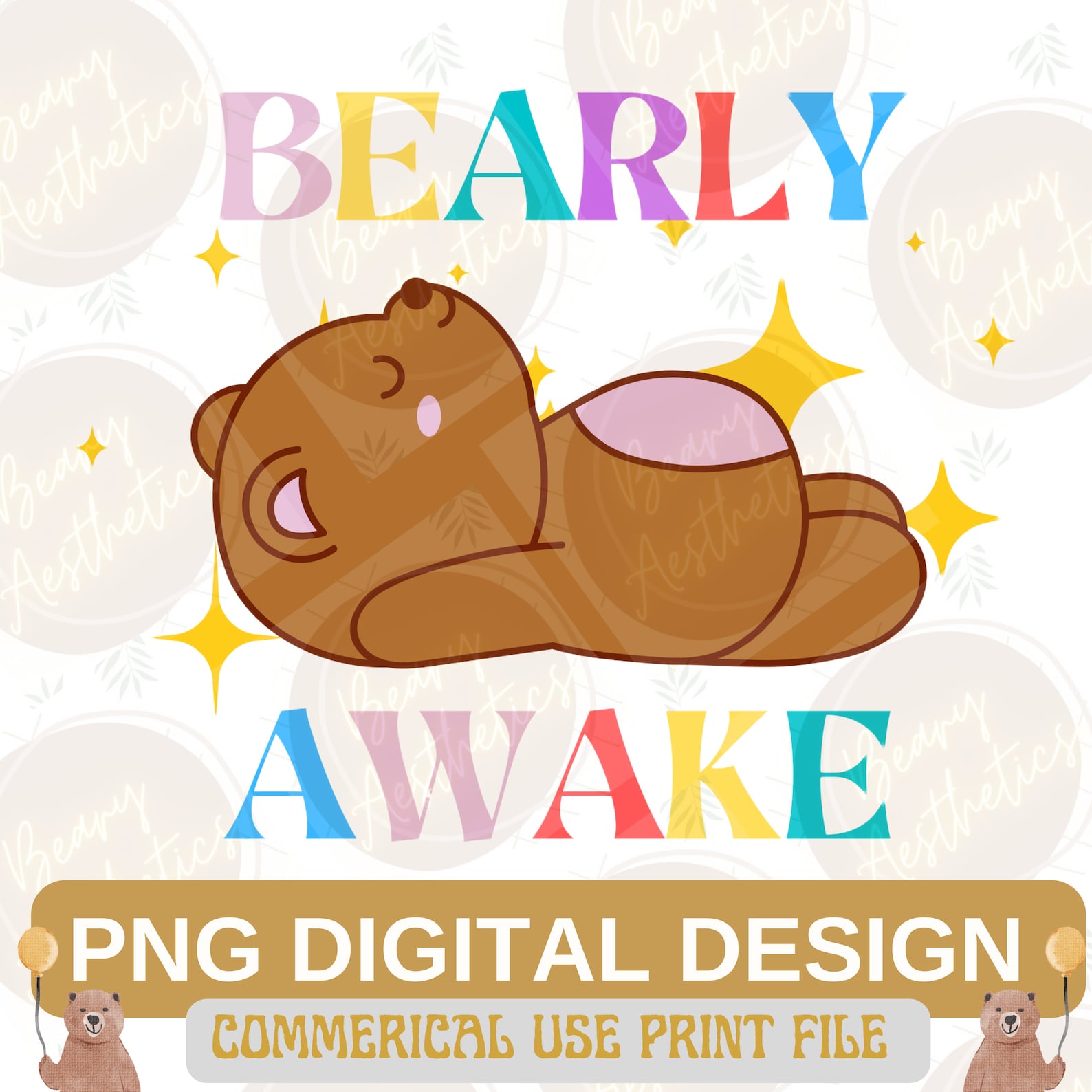 Bearly Awake Png Bear Png Cute Bear Png Aesthetic Bear Png - Etsy
