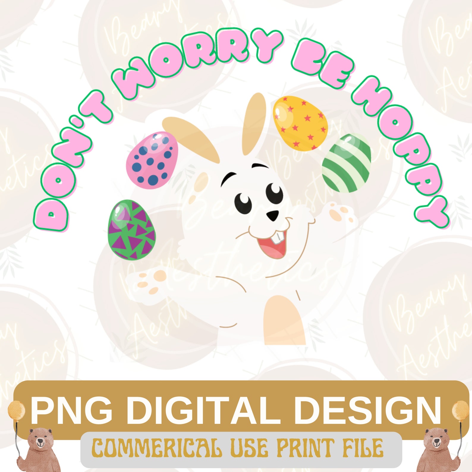 Don't Worry Be Hoppy! Png, Easter Bunny Png, Holiday Png, Funny Bunny ...