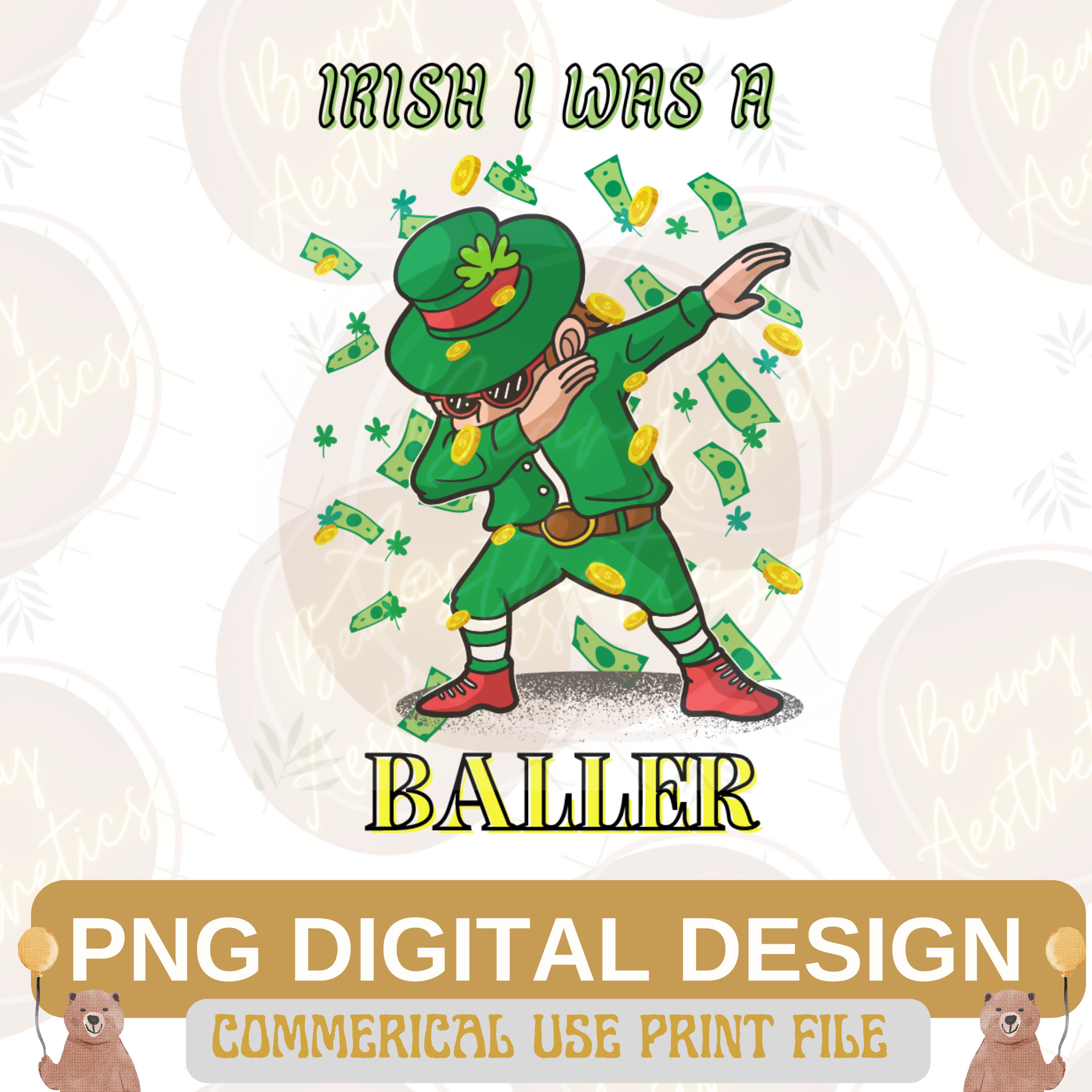 Irish I Was a Baller Png, St. Patty's Day Png, Holiday Png, Leprechaun ...