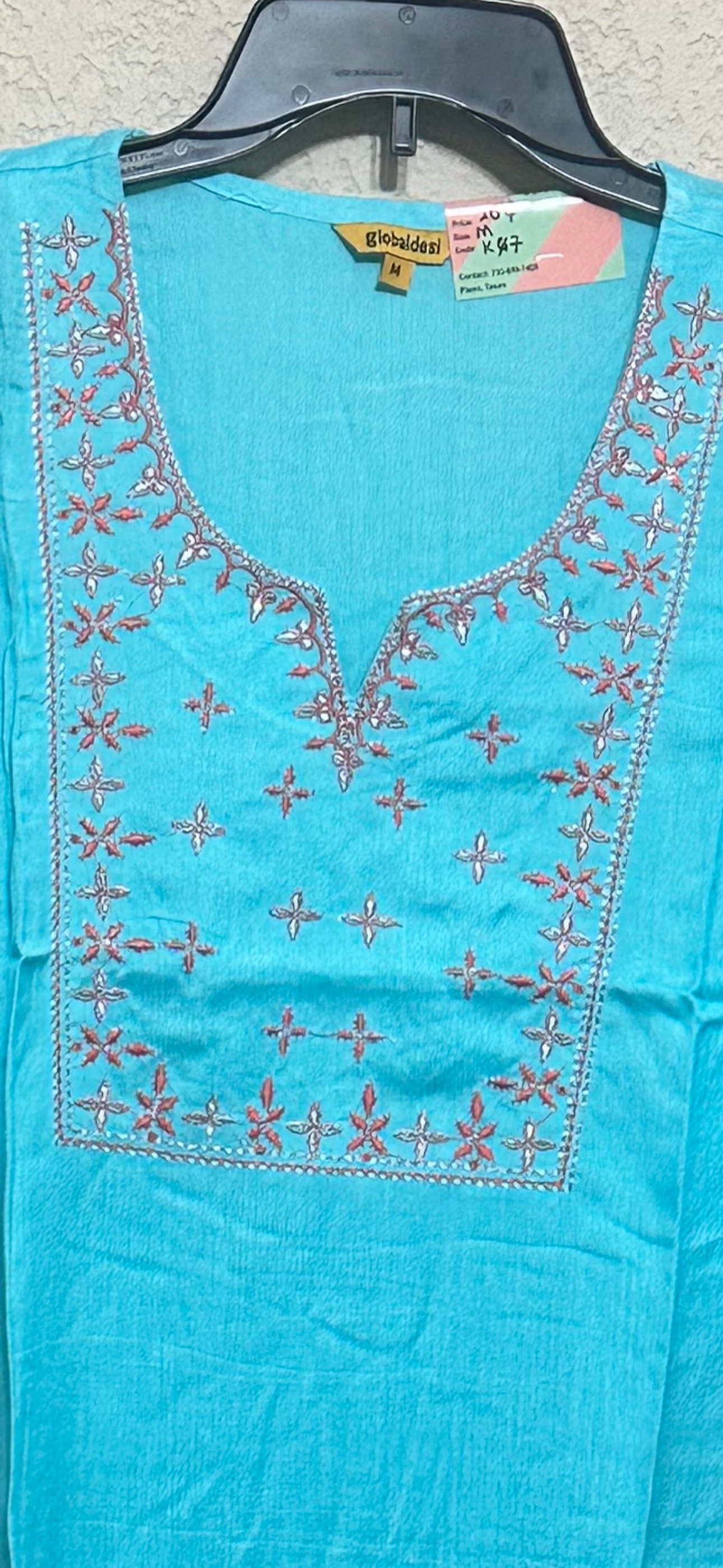 Sky Blue Color Kurti With Embroidery Work - Etsy