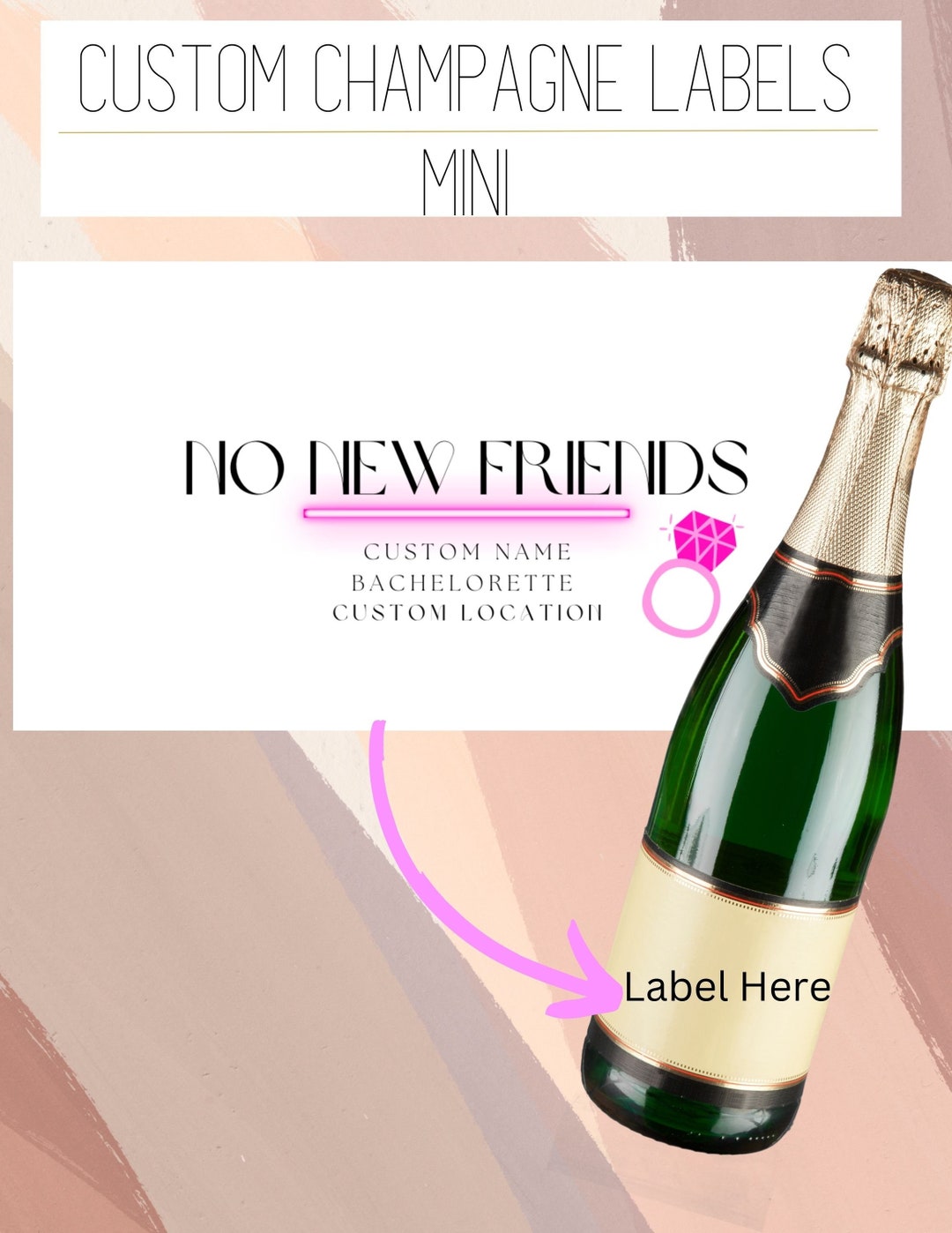 No New Friends Champagne Label- Bachelorette - Etsy