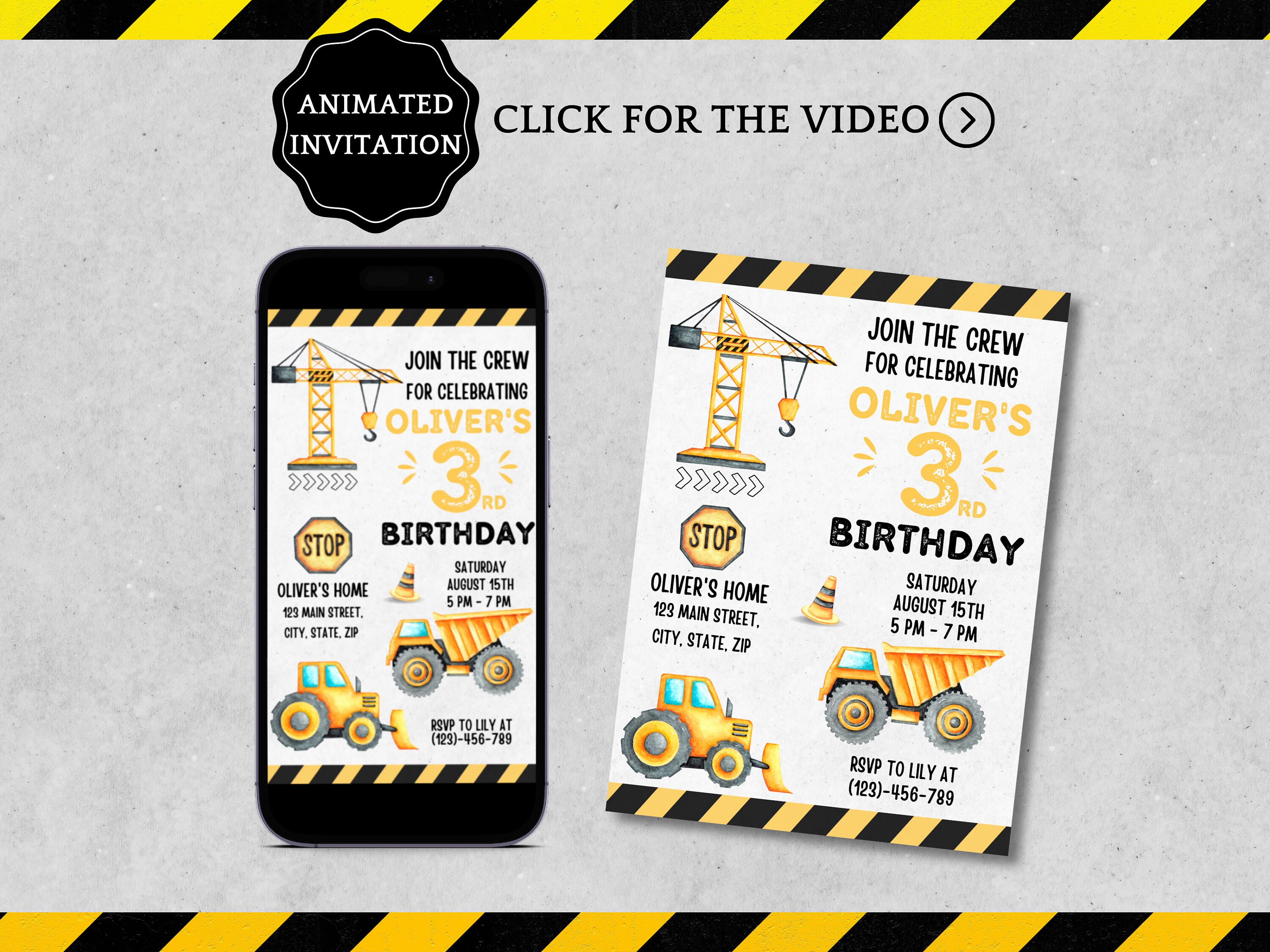 Construction Invitation, Construction Birthday , Construction Birthday ...